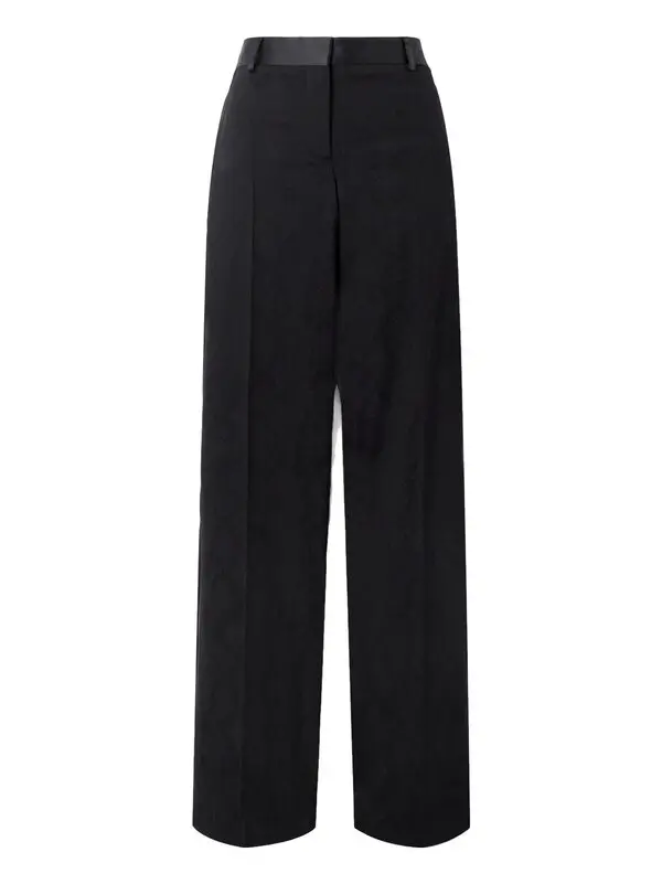 Stella McCartney Satin-trimmed Wool-jacquard Pants - Black