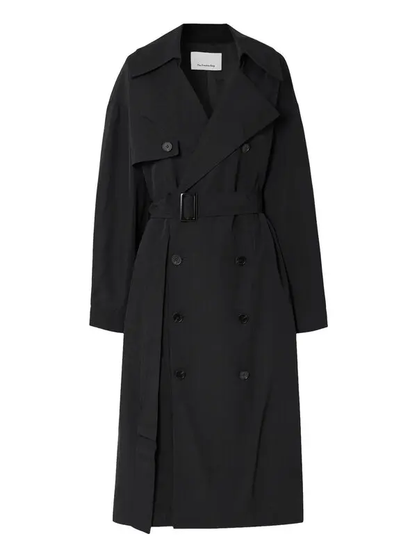 THE FRANKIE SHOP Mavis Oversized Double-breasted Gabardine Trench Coat - Black