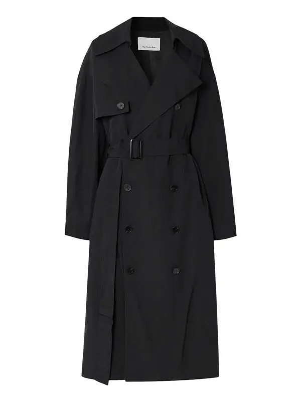 THE FRANKIE SHOP Mavis Oversized Double-breasted Gabardine Trench Coat - Black