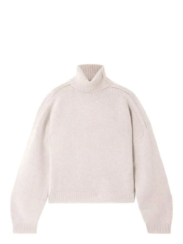 Le Kasha Bangkok Ribbed Organic Cashmere Turtleneck Sweater - Neutrals