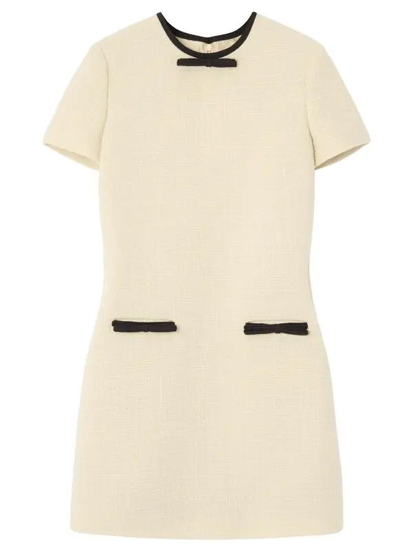 Valentino Garavani Bow-embellished Wool-blend Tweed Mini Dress - Cream