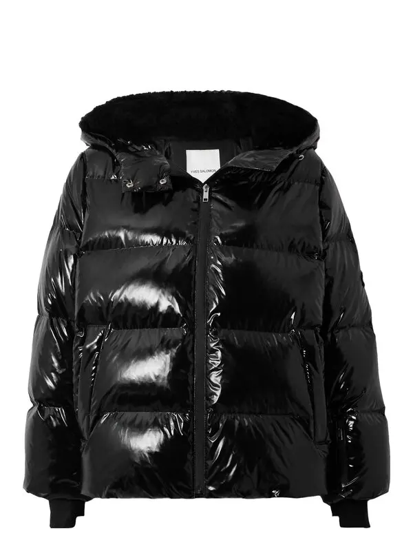 YVES SALOMON Shearling-trimmed Glossed-shell Down Ski Jacket - Black