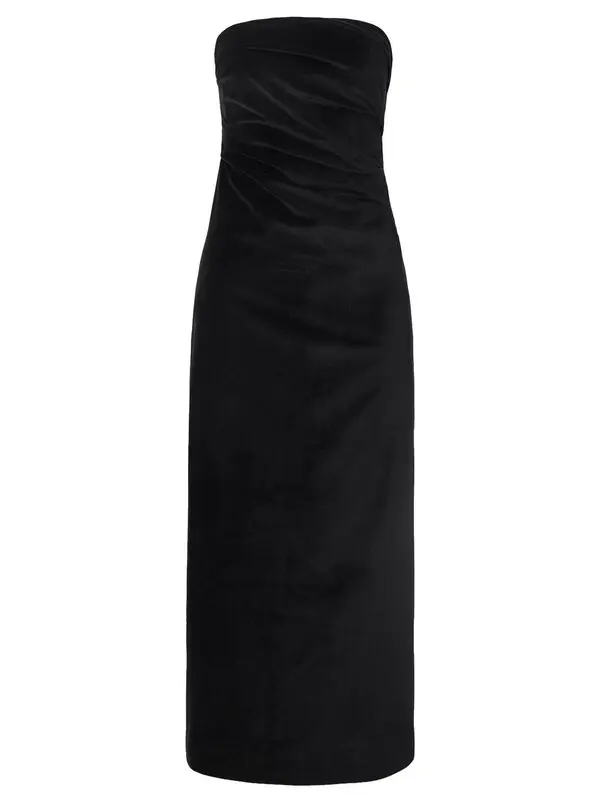 Tove Sabella Strapless Cotton-blend Velvet Midi Dress - Black