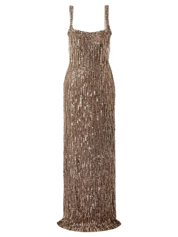 Jenny Packham Fleur Fringed Embellished Tulle Gown - Pink