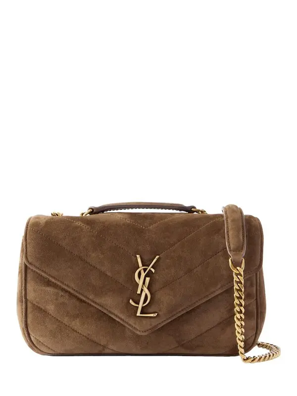 Saint Laurent Loulou Quilted Suede Shoulder Bag - Brown