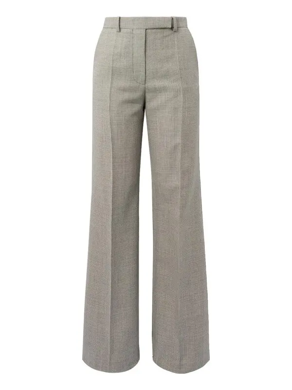 Valentino Garavani Houndstooth Wool And Mohair-blend Wide-leg Pants - Gray