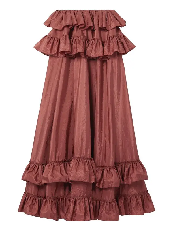 Chloé Ruffled Tiered Silk-taffeta Maxi Skirt - Pink