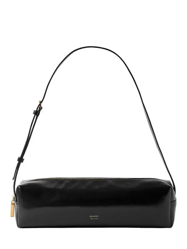 Khaite Kye Glossed-leather Shoulder Bag - Black