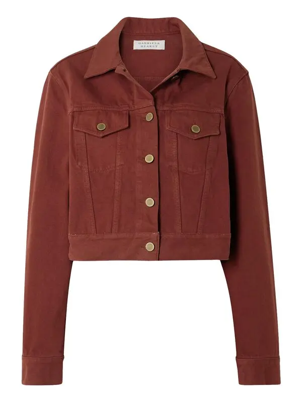 Gabriela Hearst Bronte Cropped Recycled-denim Jacket - Burgundy
