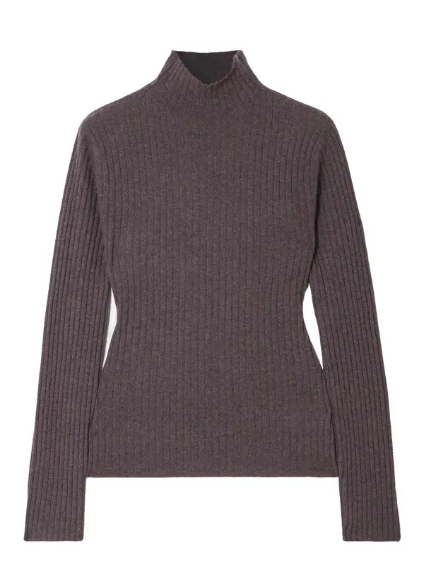 Arch4 Ribbed Turtleneck Cashmere Sweater - Brown