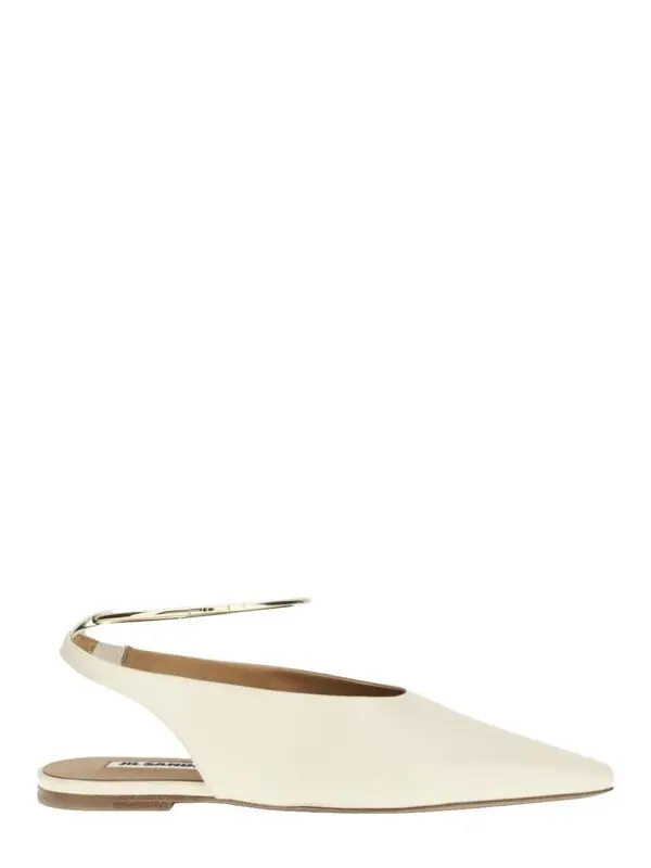 JIL SANDER Leather Slingback Ballet Flats - White