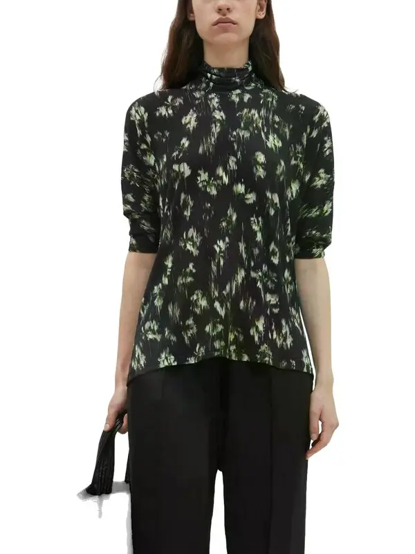Christian Wijnants Thandi Floral-print High-neck Top - Black
