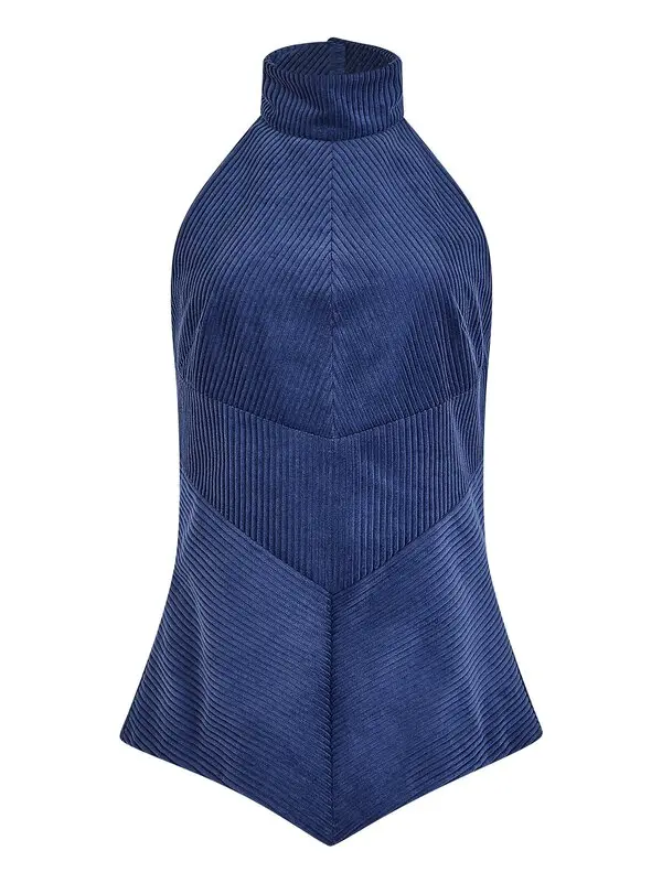 Rosie Assoulin Directional Halter Top - Navy