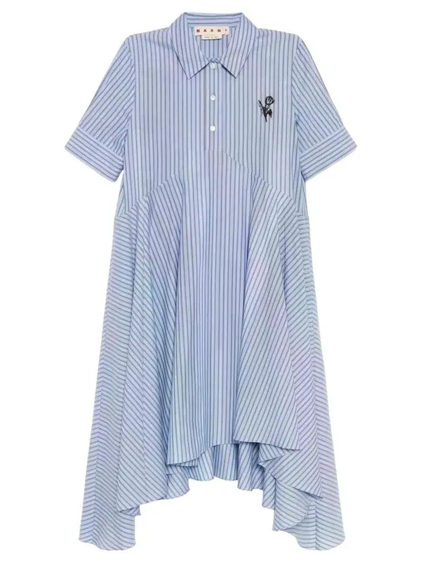 Marni Striped Tulip Embroidered Dress - Blue