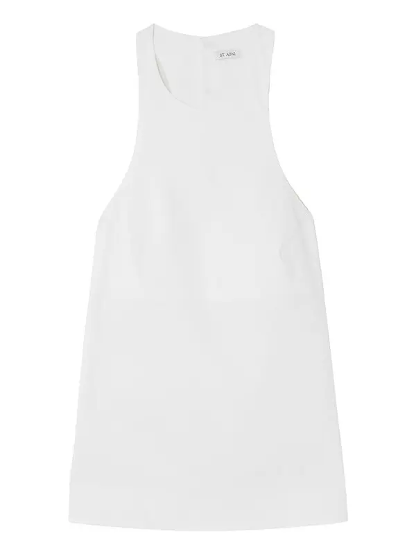 ST. AGNI Open-back Cotton-blend Poplin Tank - White