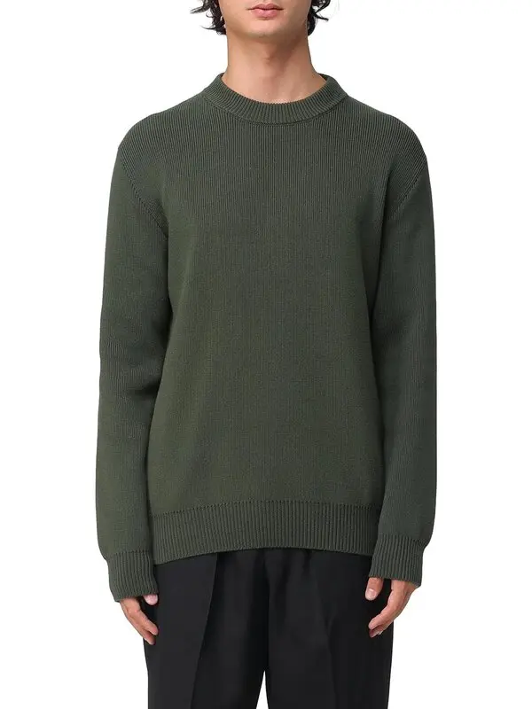 GOLDEN GOOSE Ribbed Crewneck Sweater With Graphic Back Detail - Military