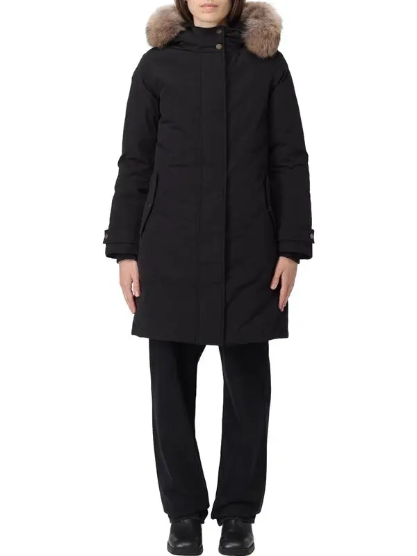Woolrich Hooded Down Parka With Fur Trim - Black