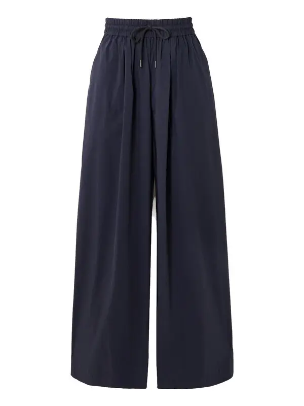 ST. AGNI Cotton-blend Poplin Wide-leg Pants - Blue