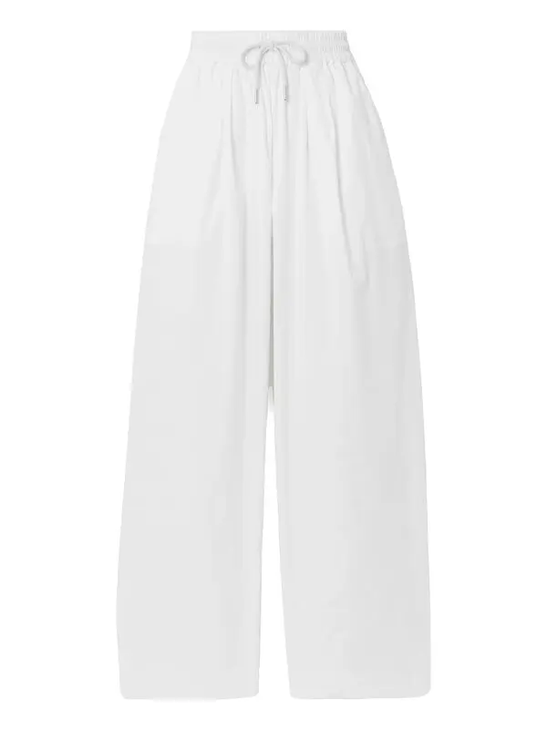 ST. AGNI Cotton-blend Poplin Wide-leg Pants - White