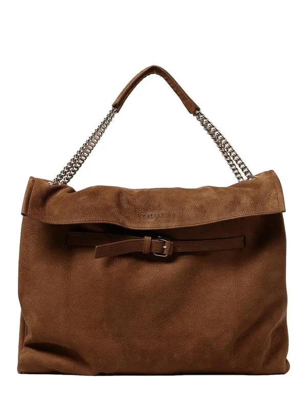 ORTIGNI Tote Bag With Chain Strap And Belted Detail - Brown