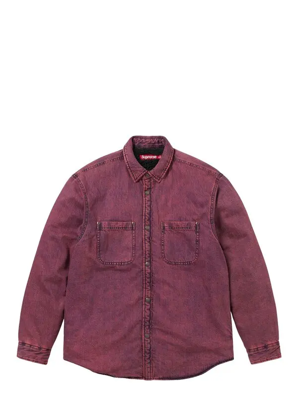 Supreme Shearling Lined Denim Work Shirt - Pink