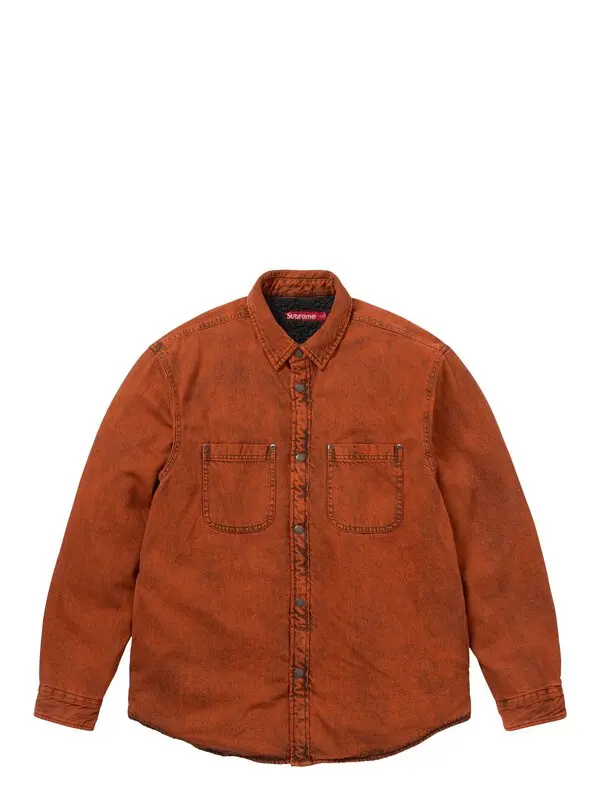Supreme Shearling Lined Denim Work Shirt - Orange