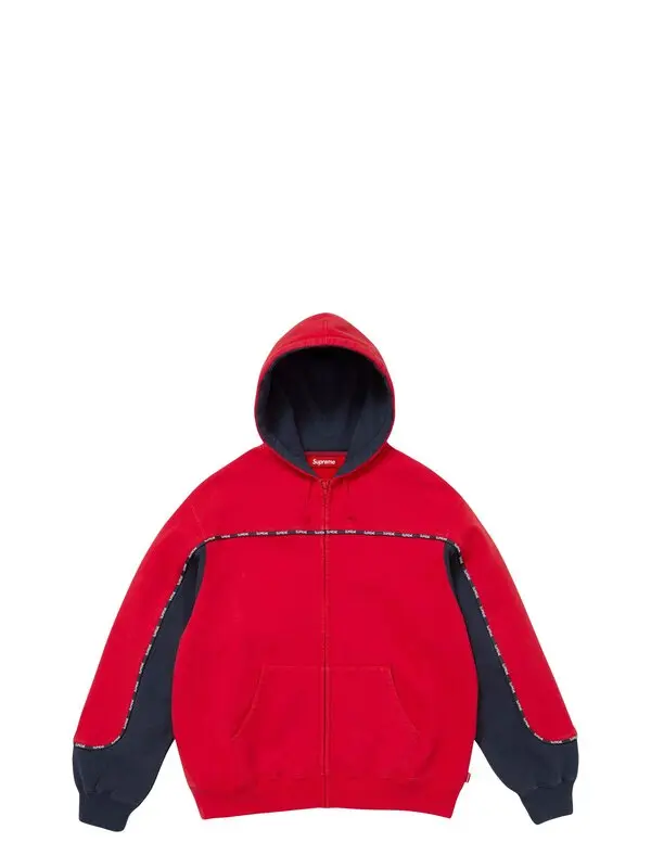 Supreme Piping Zip Up Hooded Sweatshirt - Red