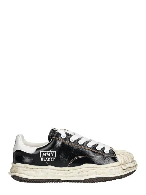 Mihara Yasuhiro Blakey Wrinkled Leather Low Top Sneakers - Black
