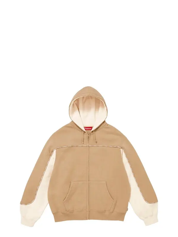 Supreme Piping Zip Up Hooded Sweatshirt - Tan