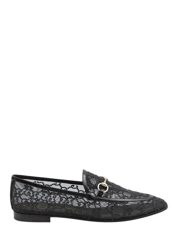 Gucci Gg Jordaan Loafer With Crystal Embellishments - Black
