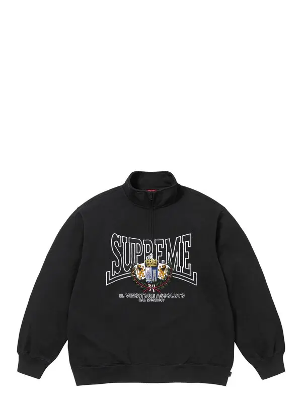 Supreme Crest Appliqué Half Zip Pullover - Black