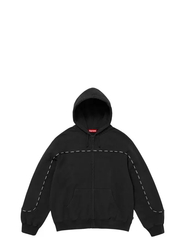Supreme Piping Zip Up Hooded Sweatshirt - Black