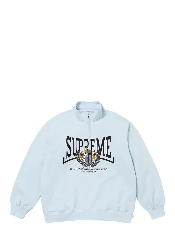 Supreme Crest Appliqué Half Zip Pullover - Blue