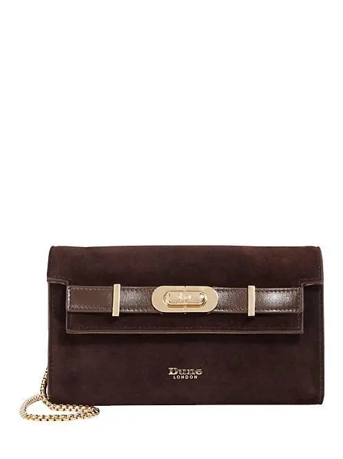 DUNE Leather Cross-body Bag - Brown Suede