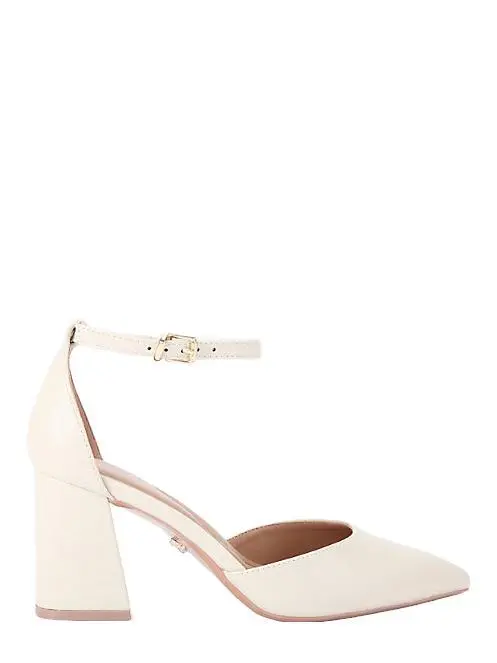 Carvela Wide-fit Heeled Faux-leather Courts - Bone