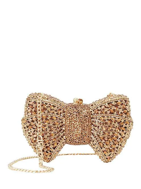 DUNE Enchant Bow Diamante-embellished Clutch Bag - Bronze Metallic