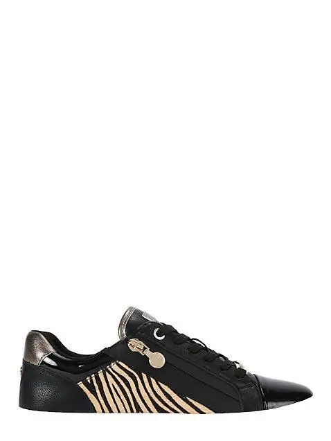 Carvela Statement Zip Faux-leather Trainers - Black/comb