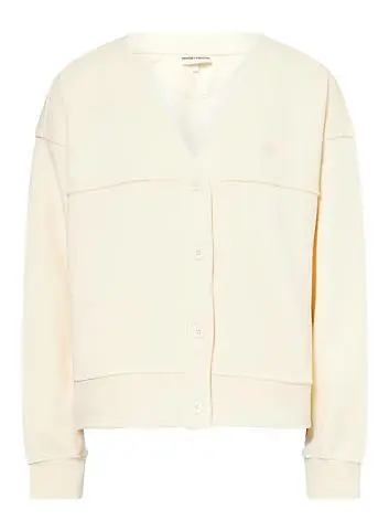 THE COUTURE CLUB Oversized V-neck Cotton-blend Cardigan - Buttermilk