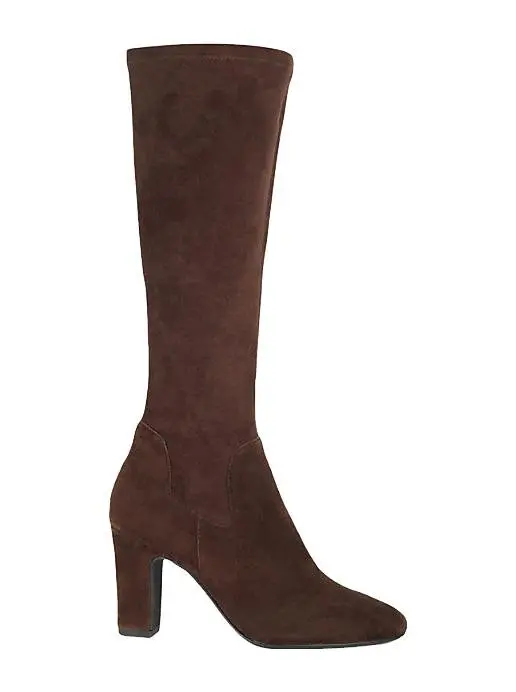 DUNE Faux-suede Heeled Knee-high Boots - Brown Suede Mix