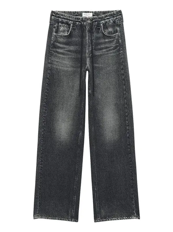 Rag & Bone Miramar Terry Wide Leg Jeans - Washed Bla