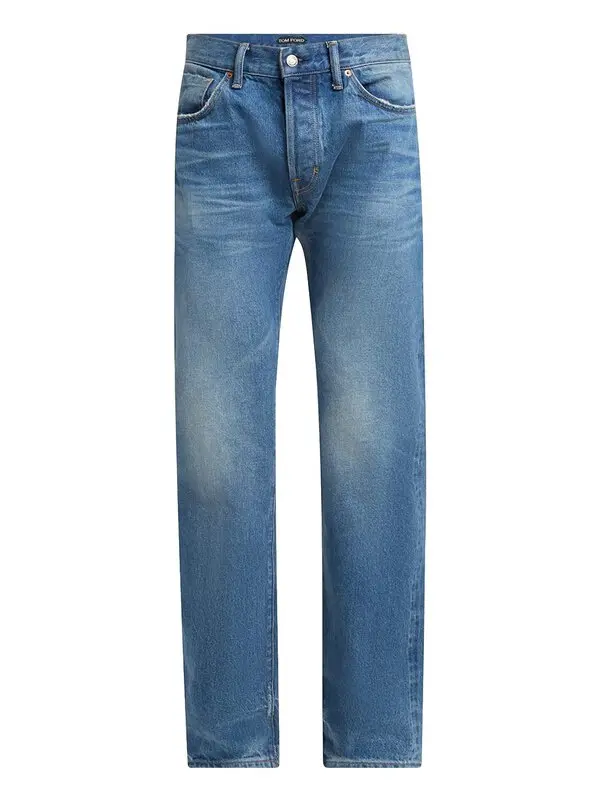 TOM FORD Light Wash Selvedge Straight Fit Jeans - Strong Hig