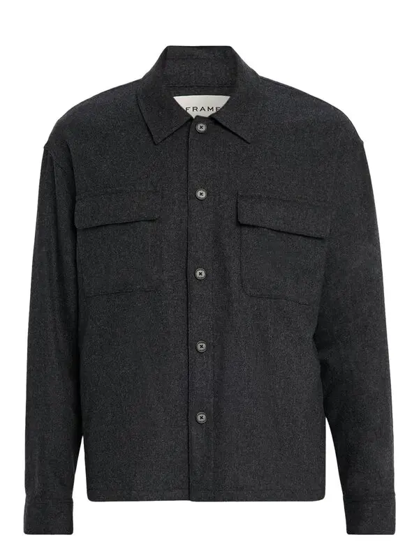 FRAME Wool-blend Two-pocket Overshirt - Gray
