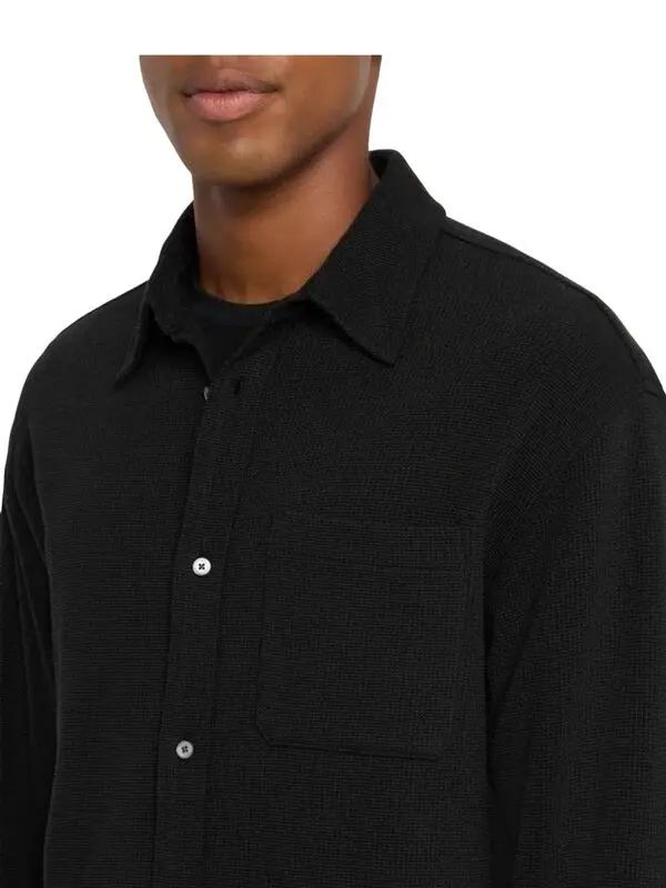FRAME Apos;s Cotton Waffle Texture Button-down Shirt - Black