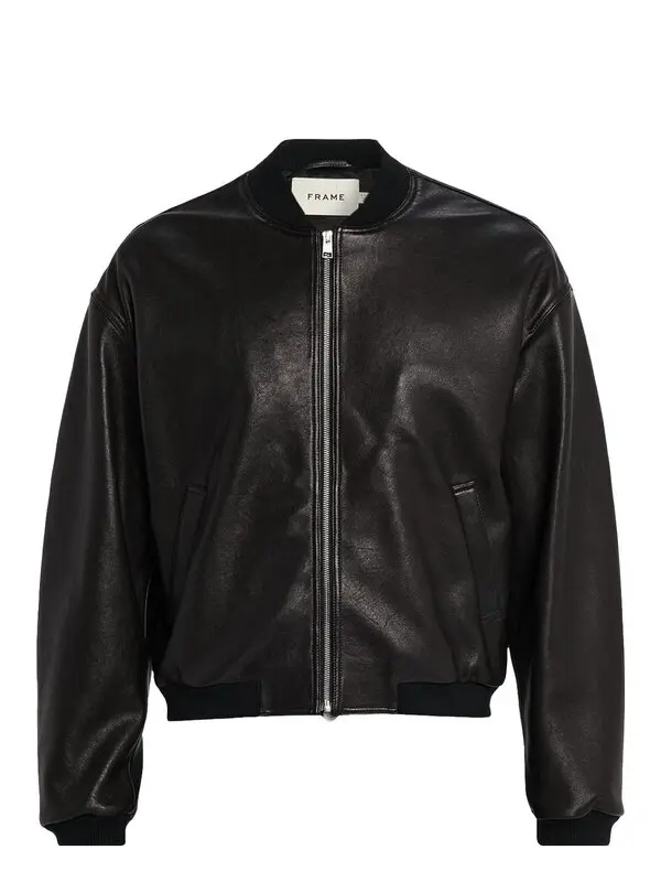 FRAME Leather Full-zip Bomber Jacket - Black