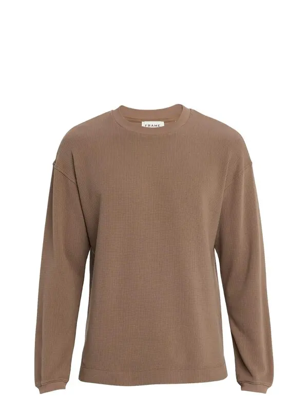 FRAME Cotton Waffle Knit Long-sleeve T-shirt - Brown