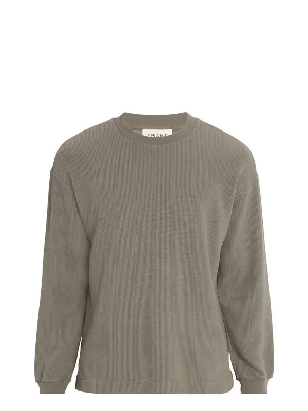FRAME Cotton Waffle Knit Long-sleeve T-shirt - Smoky Green