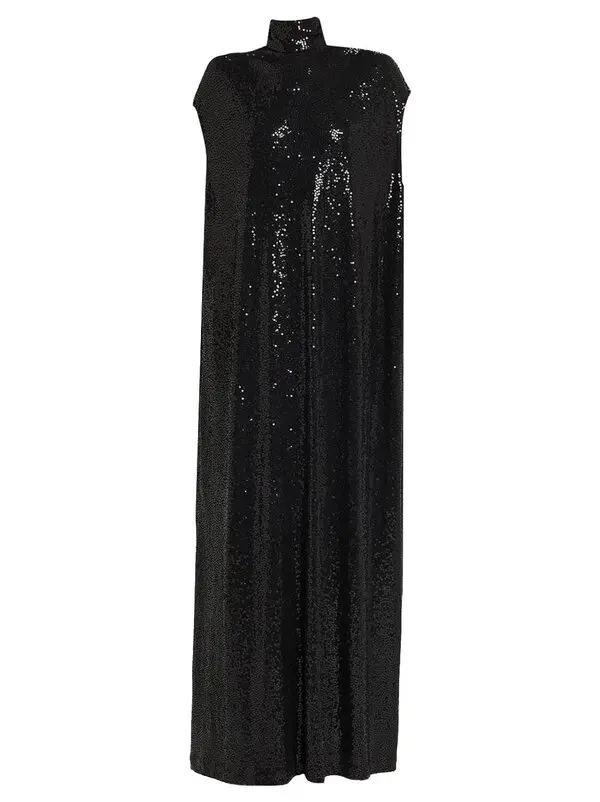 Michael Kors Cap-sleeve Sequined Shift Gown - Black