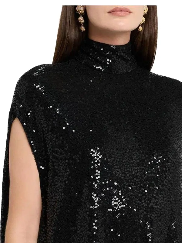 Michael Kors Cap-sleeve Sequined Shift Gown - Black