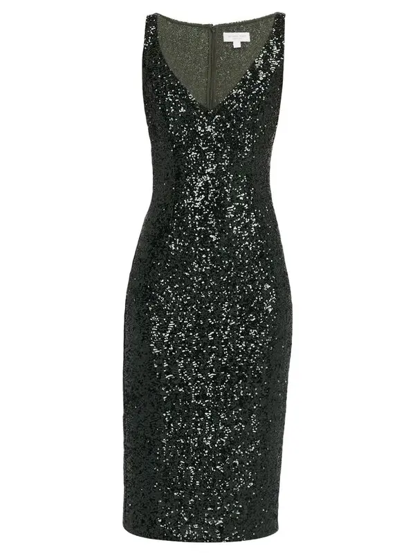 Michael Kors Portrait-neck Sleeveless Sequined Dress - Bottle