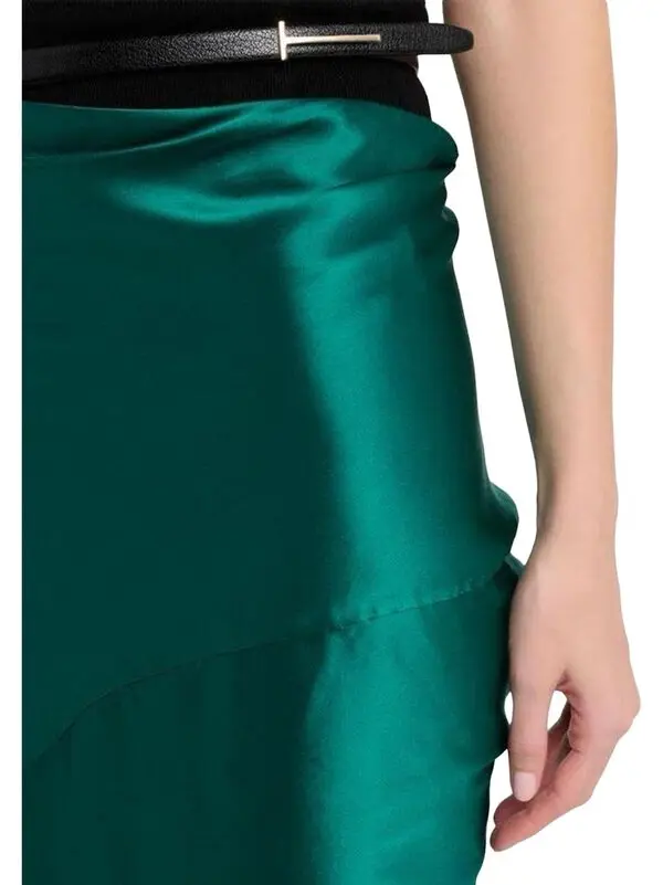 TOM FORD Asymmetric Satin Maxi Skirt - Forest